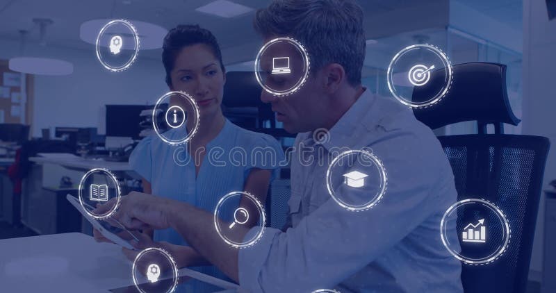 Image of 5g Text and Digital Icons Processing Over Diverse People Using ...