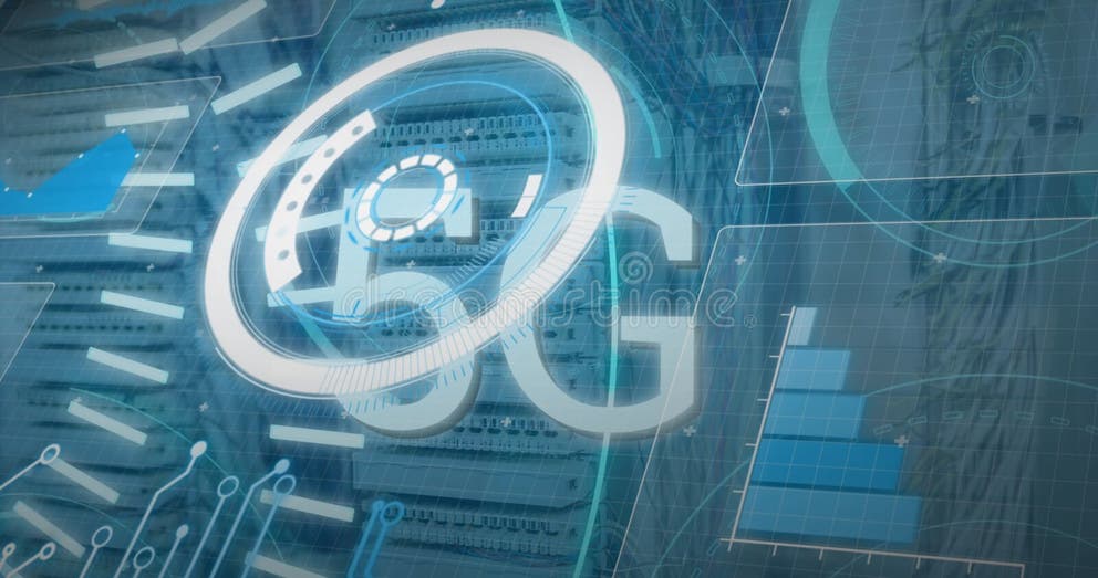 Image of 5g Text, Radar, Circles, Bar Graph and Programming Language ...