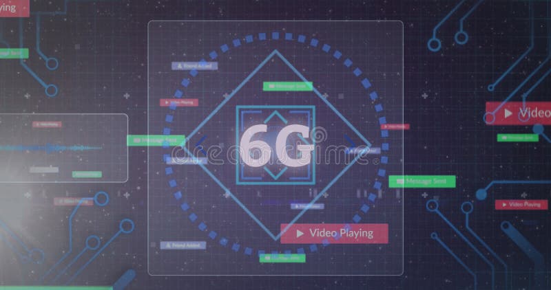 Image of 6g Text, Social Media Text on Banners Over Screens Stock Image ...