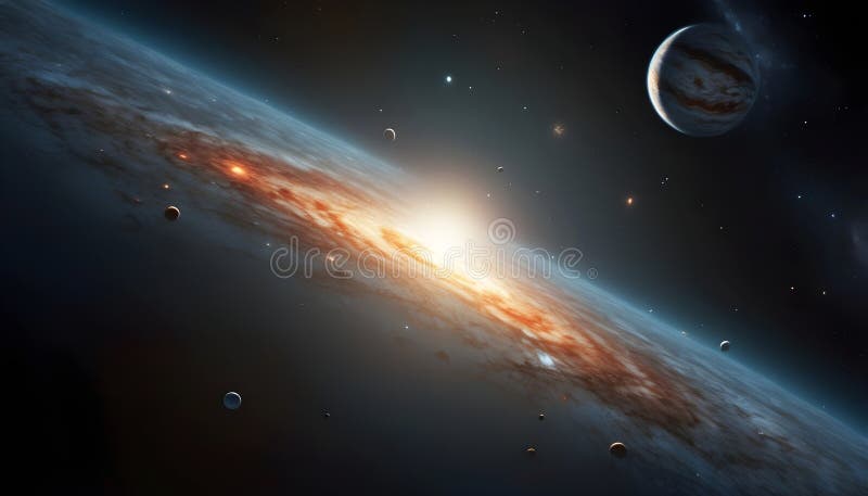 An Image of a Galaxy and Planets in Solar System Stock Illustration ...