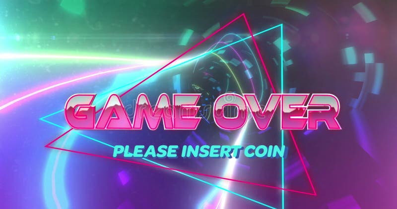 Image of Game Over Over Digital Space with Neon Lights and Shapes Stock ...