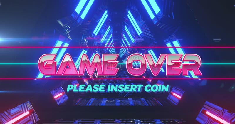 Image of Game Over and Please Insert Coin Text in Illuminated ...