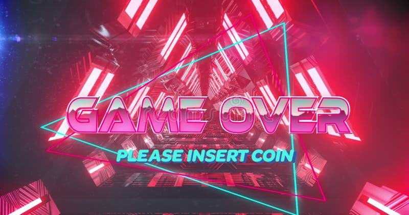 Image of Game Over Please Insert Coin Text Over Neon Tunnel Stock Image ...