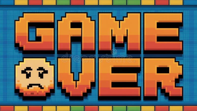 A Image of a Game Over Sign with a Sad Yellow Emoji Stock Illustration ...