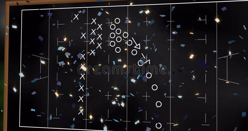 Image of Game Plan on Board and Confetti Over Sports Stadium Stock ...