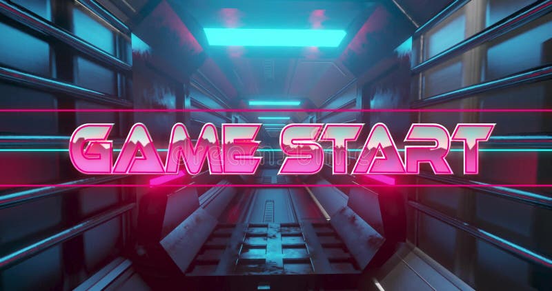 Image of Game Start Text Over Digital Tunnel Stock Illustration ...