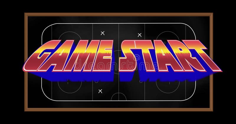 Image of Game Start Text Over Drawing of Game Plan on Black Background ...