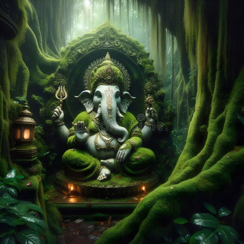 Image of Ganesha Statue in a Magical Forest in a Hidden Temple. Stock ...