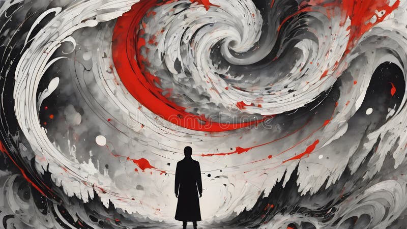Abstract Representation of Loneliness with Red, Black and White Spirals ...