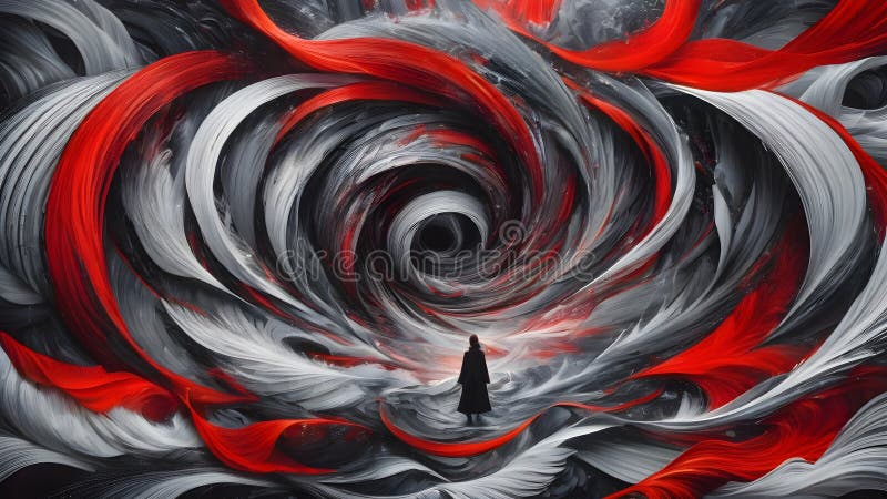 Abstract Representation of Loneliness with Red, Black and White Spirals ...