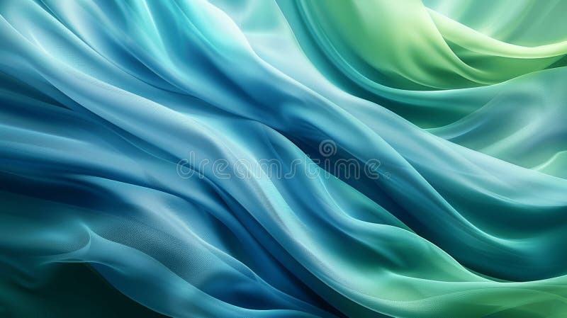Elegant Blue Green Wave Silk Drapery with Subtle Gradient Effect Stock ...