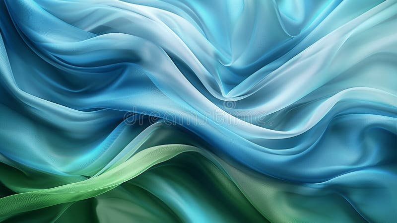 Elegant Blue and Green Abstract Cloth Drapery with Gradient Waves 4k ...