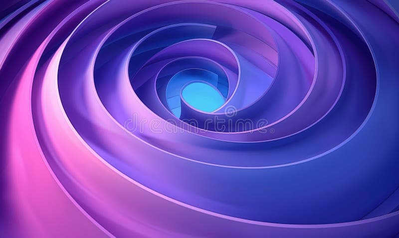 Minimalist Abstract 3D Oval Spiral Background with Blue and Purple ...