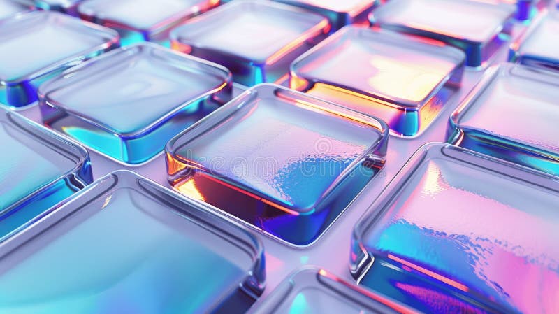 Iridescent Abstract Glass Squares Background with Rounded Corners Stock ...