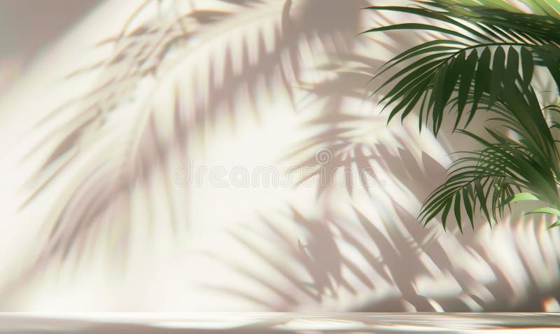 Minimal Nature Scene with Palm Shadows on Light Wall Stock Illustration ...