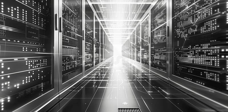 Abstract Data Center Drawing - Server Racks, it Concept, Black and ...