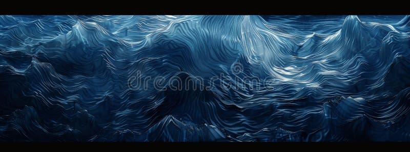 Dark Blue Wavy Ocean Texture Abstract Art Stock Illustration ...