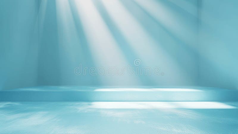 Minimal Light Blue Background with Sun Rays for Product Display Stock ...