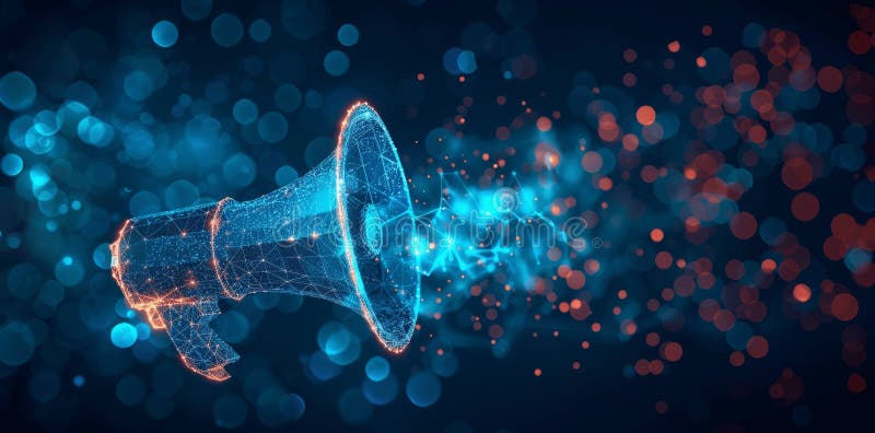 Glowing Abstract Megaphone Marketing Background Stock Illustration ...