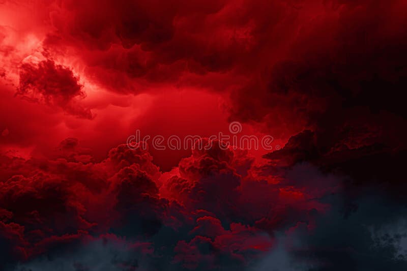 Red Sky Horror: Creepy Gothic Atmosphere Stock Illustration ...