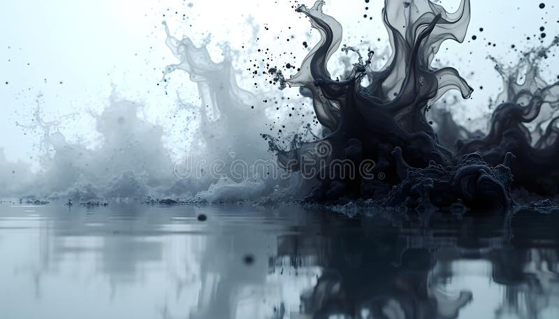 Pollution Black and White Fluids Mixing Abstract Representation Stock ...