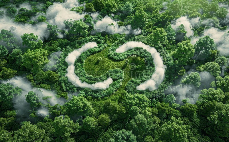 Circular Economy Symbol with Green Trees and Grass in Natural ...