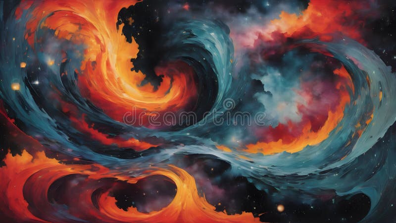 Blue and Red Fire Style in Image with Movement in Paint Strokes Stock ...