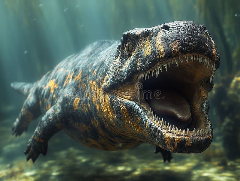 Prehistoric Ocean Beast in Action Stock Illustration - Illustration of ...