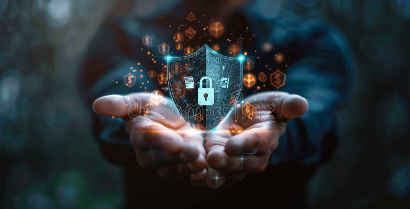 Virtual Shield Icon Representing Insurance and Protection Concept Stock ...