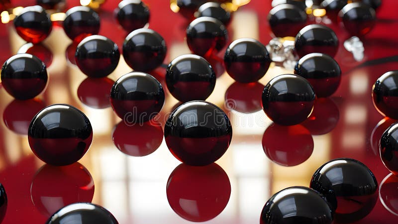 Red and Black Marbles with Black Glass on White Porcelain Floor Stock ...