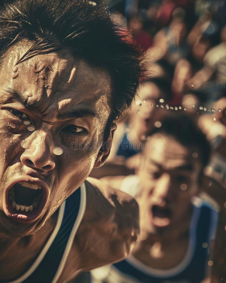 Japanese Relay Runners in Intense Preparation for 4x100m Race Stock ...
