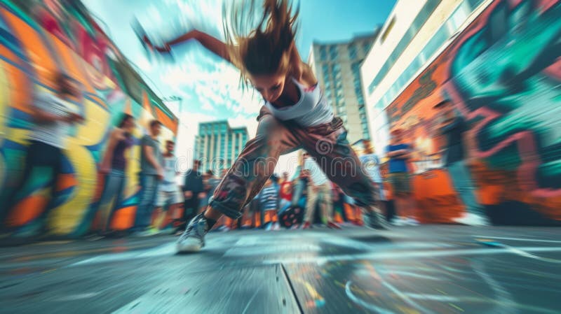 Dynamic Female Breakdancer Competing in Canada Stock Illustration ...