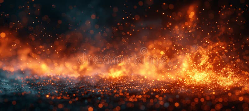 Cinematic Fire Ember Particles Against Black Background Stock Image ...