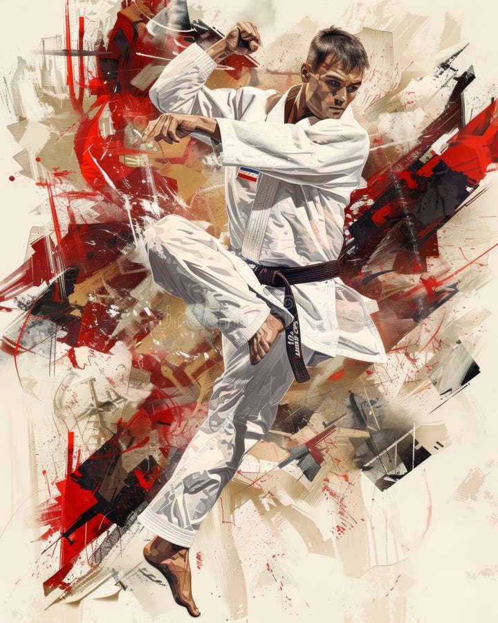 Dynamic High Kick by Russian Karate Champion in Kumite Stock ...