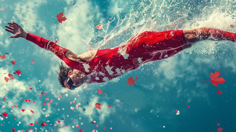 Dynamic Male Diver Mid-Air Splashing Water in 10-Meter Dive Stock ...