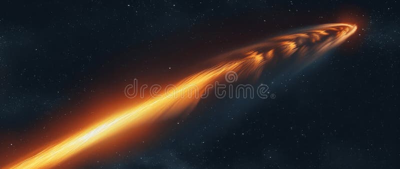 Orange Tail Meteor in Dark Minimalist Space Stock Illustration ...