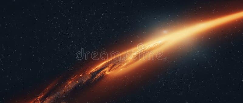 Minimalist Grainy Dark Sky with Orange Meteor Tail in Space Stock ...