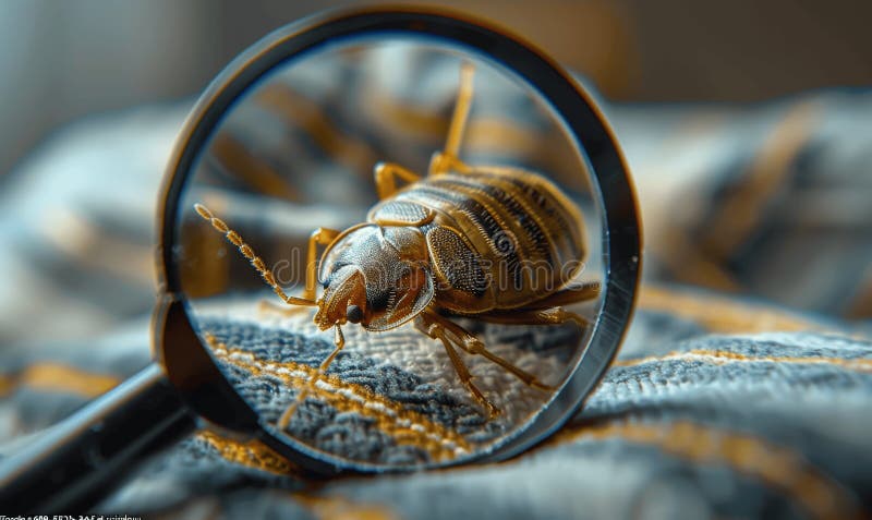 Close-Up View of Bed Bug through Magnifying Glass Showing Detailed ...