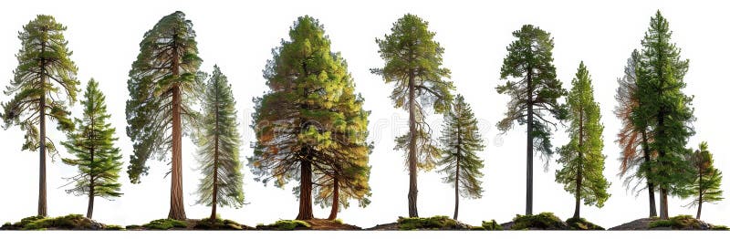 Redwood Trees Variations Collection Stock Illustration - Illustration ...