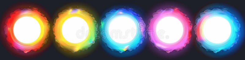 Abstract Color Gradient Circle Frame Design with Neon Light Blend Stock Illustration ...