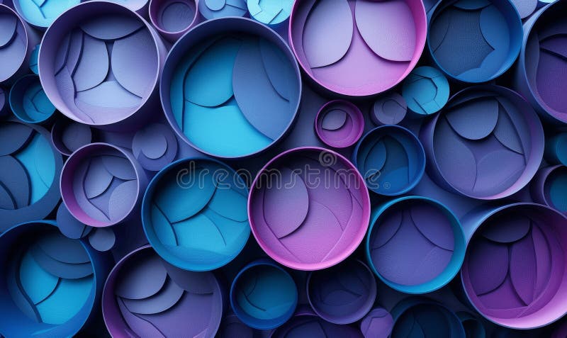 3D Abstract Blue and Purple Background with Round Shapes Stock ...