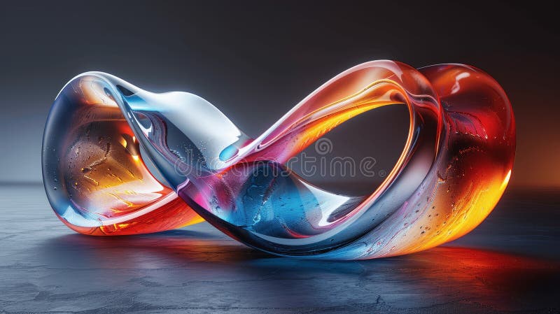 Colorful Abstract Curved Shape with Glossy Finish on Black Background ...