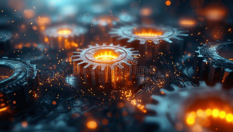 Gears Working Together in Digital Harmony Stock Illustration ...
