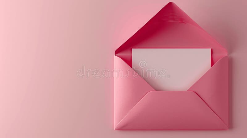 Pastel Pink Envelope with Blank White Card on Textured Background Stock ...