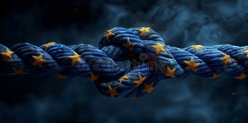 European Unity and Strength: 3D Render of Rope Knot Shaped Like EU Flag ...