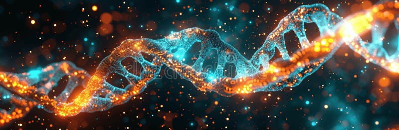 Cyan and Orange DNA Double Helix Poster for Genetic Science Stock ...