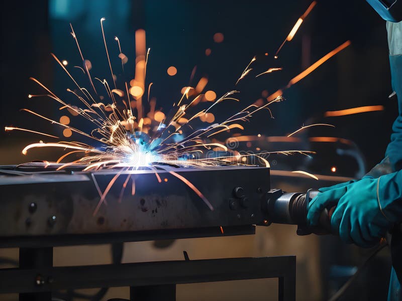Detailed Close-up of Dynamic Welding Sparks in Action Stock ...
