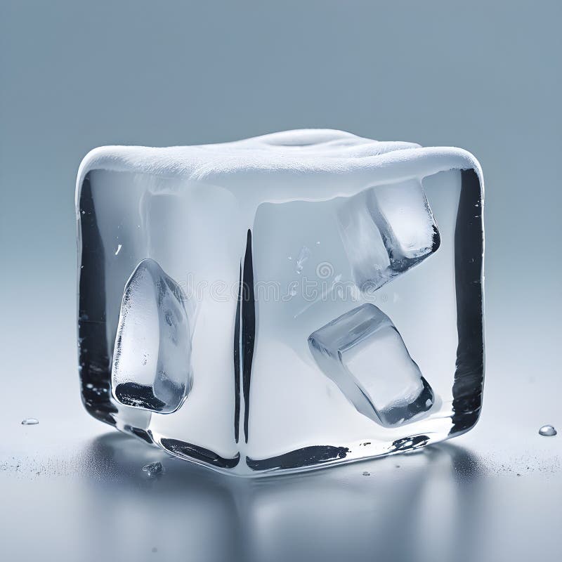 Melting Ice Cube in Isolation, Showcasing the Delicate Transition from ...