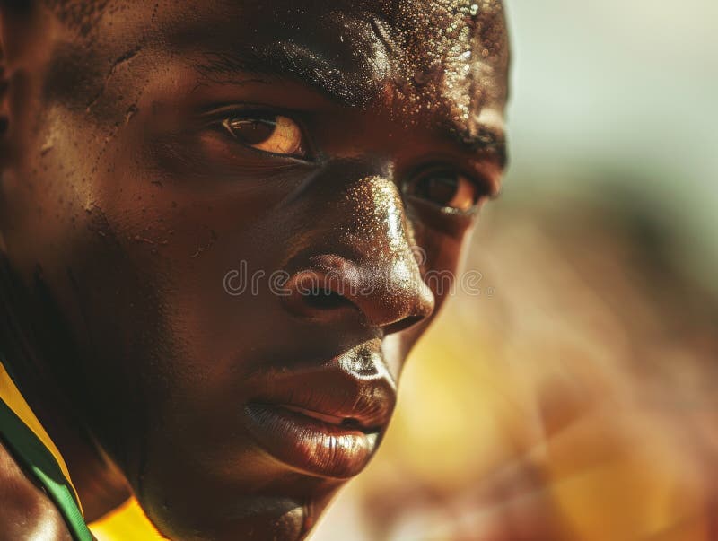 The Intensity of a Jamaican Sprinter in 4x400m Relay Stock Illustration ...