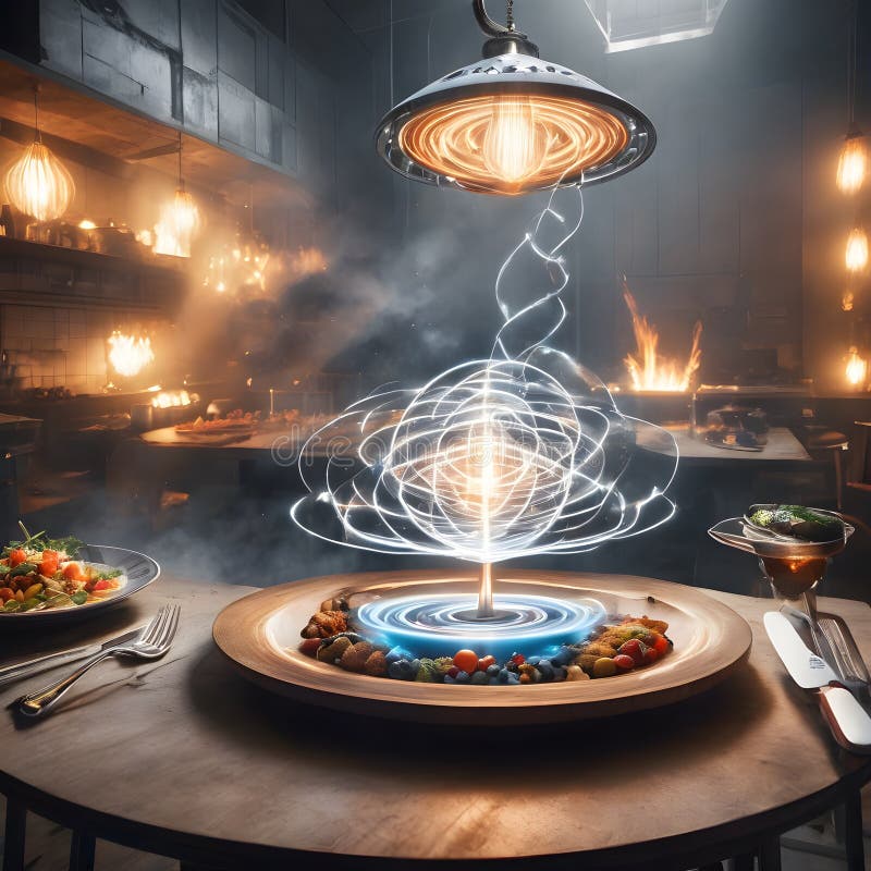 Vortex Floating Above Food with Fire Flames and a Sense of Danger Stock ...